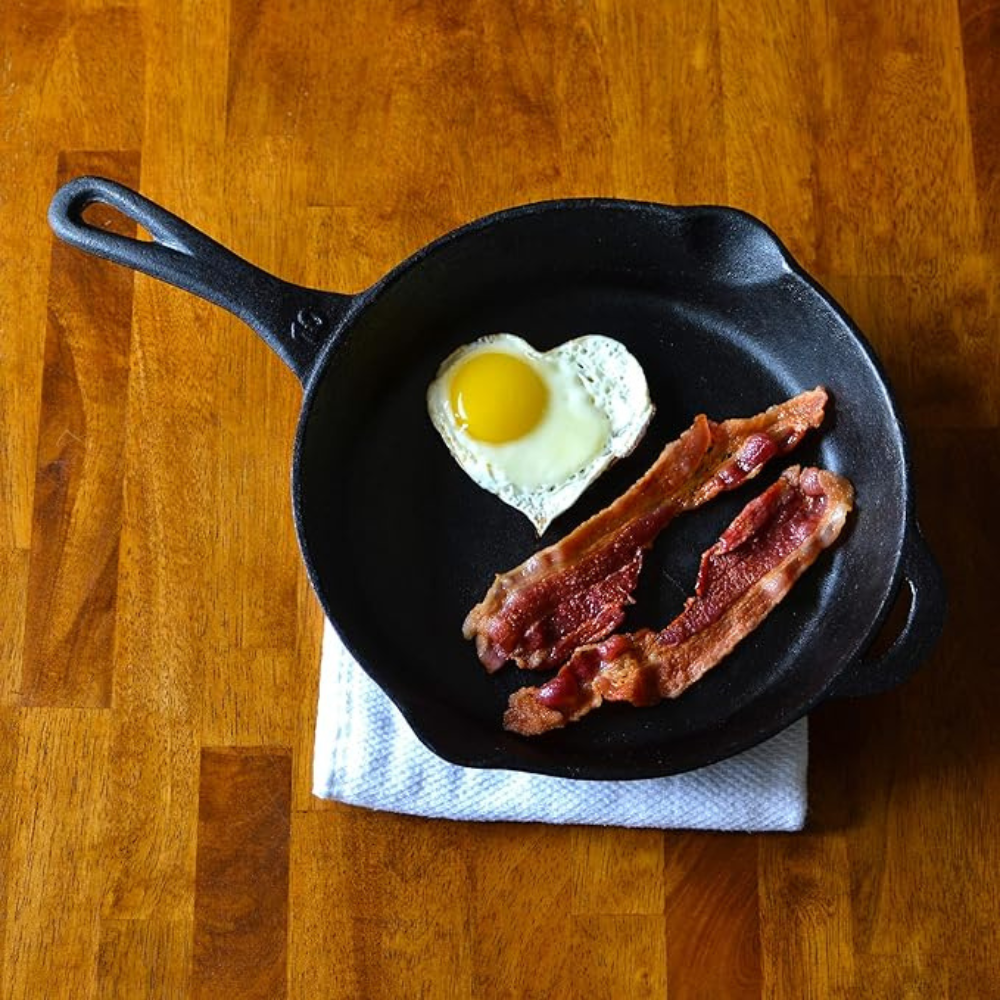 26 cm Cast Iron Frying Pan with Helper Handle - Black